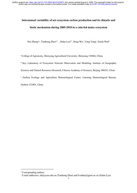 Pdf Interannual Variability Of Net Ecosystem Carbon Production And