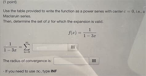 solved 1 ﻿point use the table provided to write the