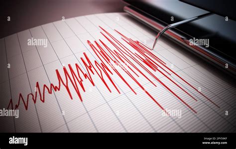 Seismograph Data Of A Large Earthquake Seismic Waves On The Report Page 3d Illustration Stock
