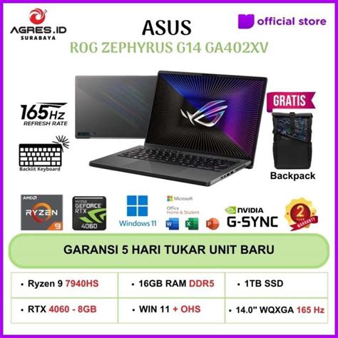 Jual Asus Rog Zephyrus G Ga Xv R G Go Rtx Gb Ryzen Hs Gb Tbssd Windows
