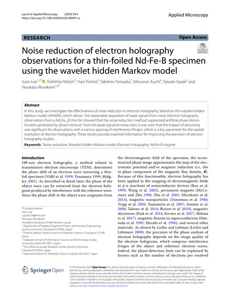 Pdf Noise Reduction Of Electron Holography Observations For A Thin