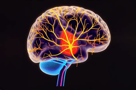 Human Brain Design With Bright Glowing Plexus Lines Network Stock