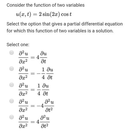 solved consider the function of two variables u x t 2