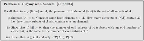 Solved Problem Playing With Subsets Points Recall Chegg Com