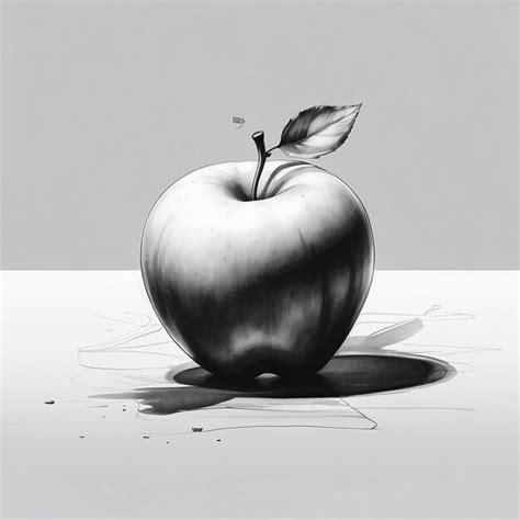 Premium Photo Hand Drawn Apple Fruit Sketch Pencil Charcoal Graphite