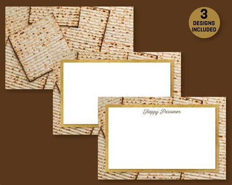 Printable Digital Passover Pesach Place Mats Diy Matzo Name Cards