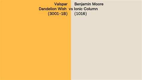 Valspar Dandelion Wish 3001 1b Vs Benjamin Moore Ionic Column 1016