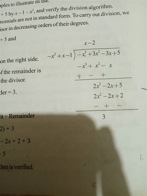5 By X−1−x2 And Verify The Division Algorithm Nomials Are Not In Stand