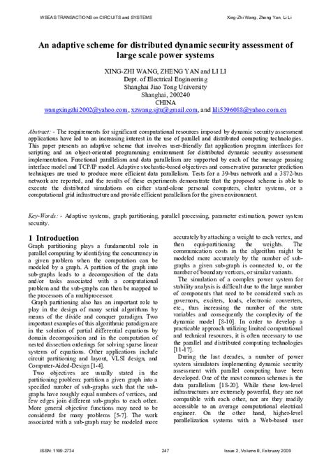 Pdf An Adaptive Scheme For Distributed Dynamic Security Assessment Of