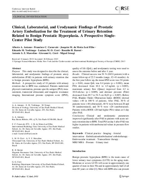 Pdf Re De Assis Et Al Effects Of Prostatic Artery Embolization On