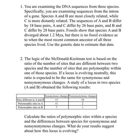 You Are Examining The DNA Sequences From Three Chegg Com