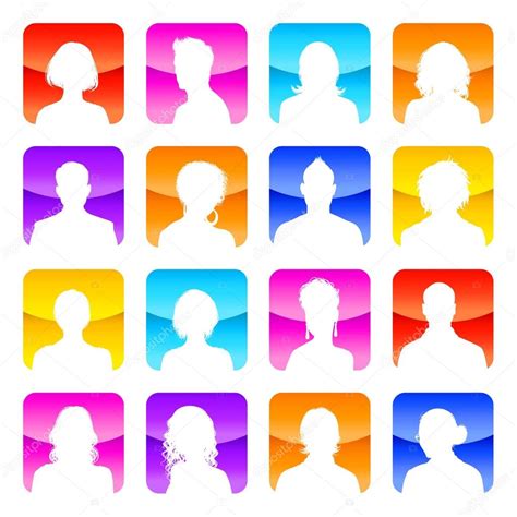 Flat Colored Avatars With Shiny Background Stock Vector Pingebat