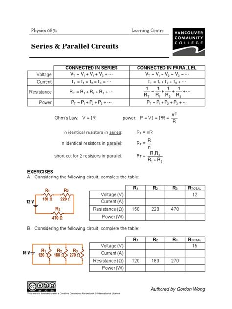 Phys0871 Seriesandparallelcircuits Pdf Series And Parallel Circuits Electrical Resistance
