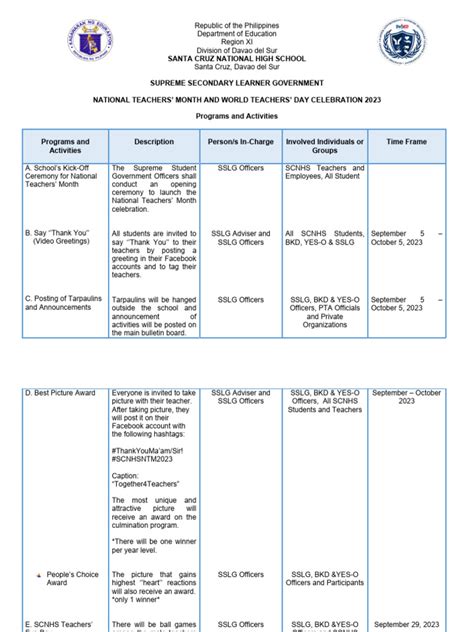 Teachers Day Activity Matrix Pdf