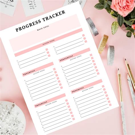 Progress Planner Printable Mindfulness Workbook Selflove Journal