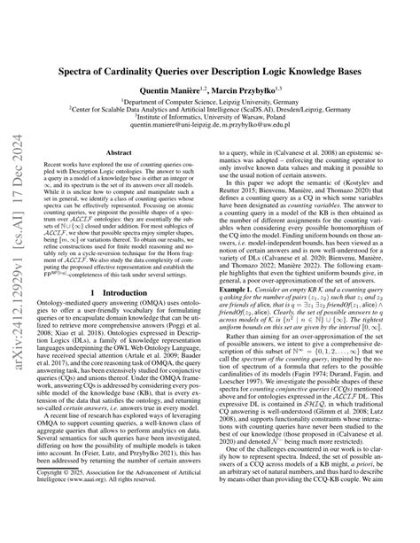 Pdf Spectra Of Cardinality Queries Over Description Logic Knowledge Bases