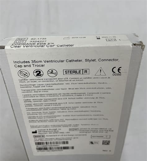 New Codman 82 1735 Eds 3 Clear Ventricular Csf Catheter Includes 35cm