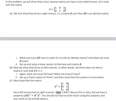 Solved In This Problem We Will Show That A Non Square