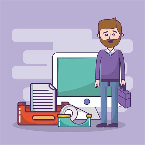 비즈니스 사무실 직원 작업 공간 만화 프리미엄 벡터