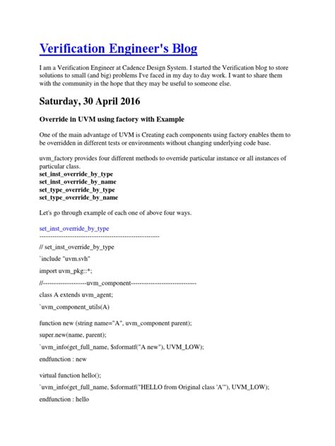 Override In Uvm Using Factory With Example Download Free Pdf Models Of Computation