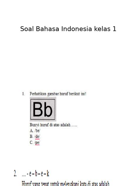 Soal Bindo Kelas 1 Pdf Seni And Disiplin Bahasa