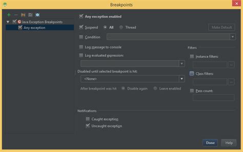 Java How Do I Properly Set An Exception Breakpoint In Android Studio