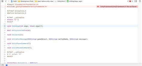 UnityFramework UnityFramework H File Not Found Issue Asmadsen React Native Unity View