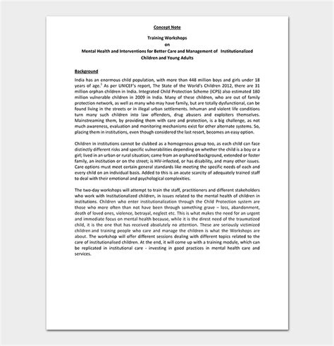 Concept Note Template For Project Sfiveband Com