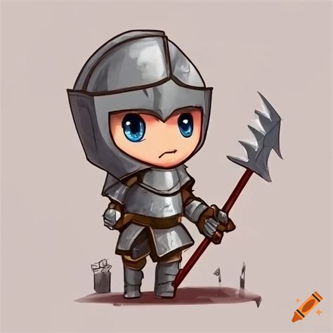 Chibi Knight With A Rake Riding A Dumpster