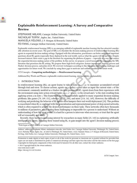 Explainable Reinforcement Learning A Survey And Comparative Review Pdf Machine Learning