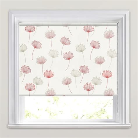 Elegant Dandelion Patterned Roller Blinds In White Taupe And Red