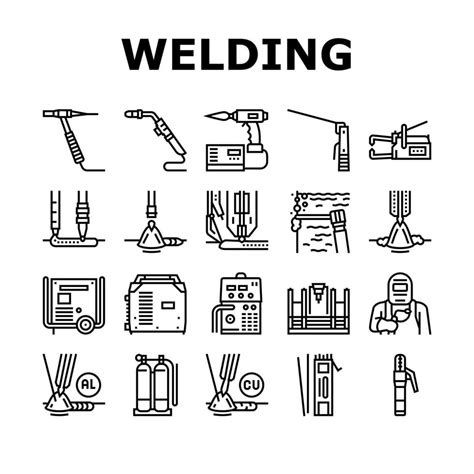 Welding Machine Tool Collection Icons Set Vector 18781452 Vector Art At Vecteezy