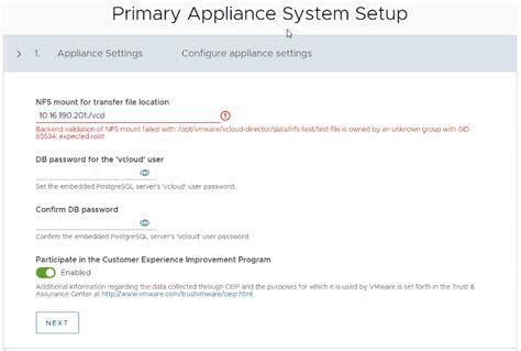 Vmware Cloud Director 103x Vami Setup Nfs Mount Validation Failing