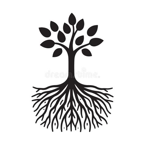 Tree With Roots Vector Illustration For Nature And Environment Design