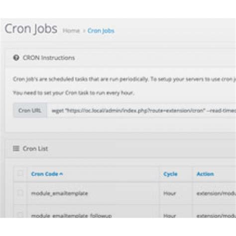 Opencart Admin Cron Jobs