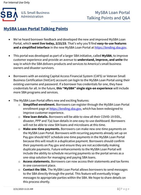 Mysba Loan Portal Talking Points And Qa 22123 Pacific Small