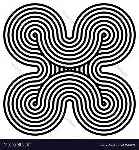 Interlocking Connected Circles Abstract Shape Vector Image