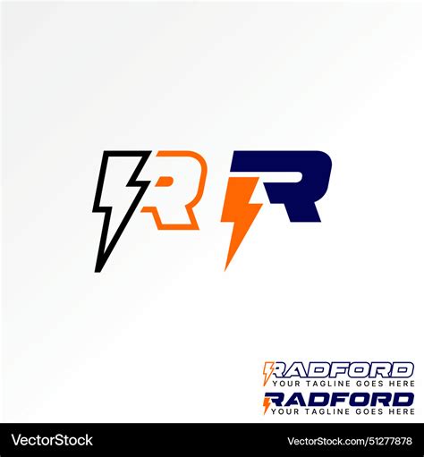 Initial R Italic Sans Serif Font Thunder Electric Vector Image