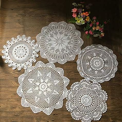 Mindplus Lot De 5 Napperons En Crochet à La Main Napperons En Dentelle