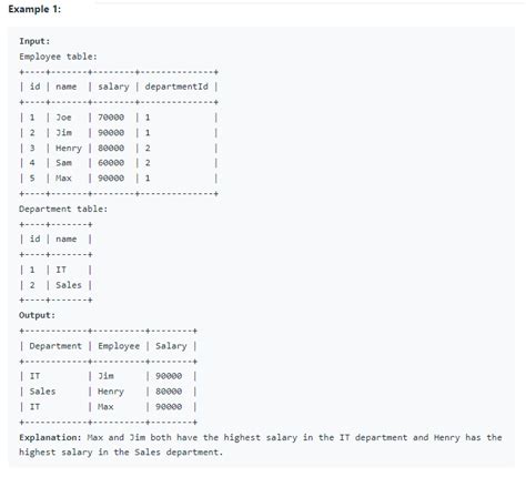 Sql 문제 41 Department Highest Salary Leetcode 184 네이버 블로그