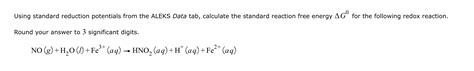 solved using standard reduction potentials from the aleks