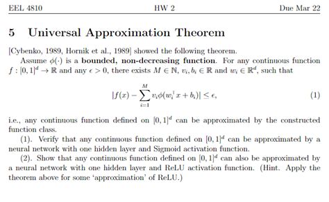 solved 5 ﻿universal approximation theorem[cybenko 1989
