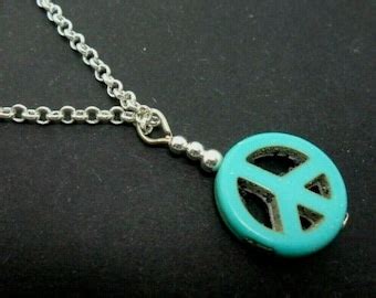 Turquoise Peace Sign Etsy