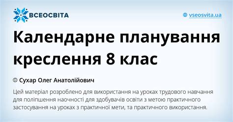 Календарне планування креслення 8 клас Трудове навчання