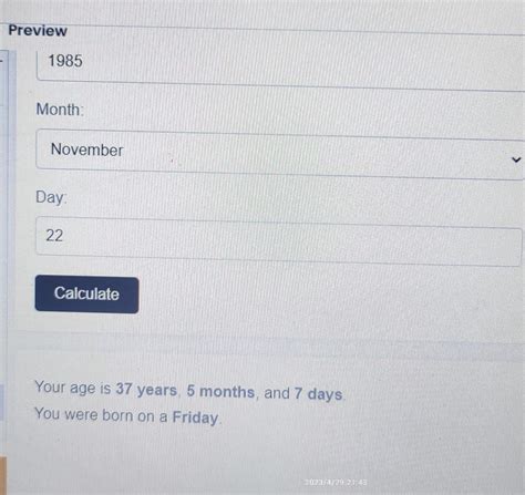 Calculator Tool Calculate Your Age And Day Of Birth Html Code With Js For 15 Seoclerks