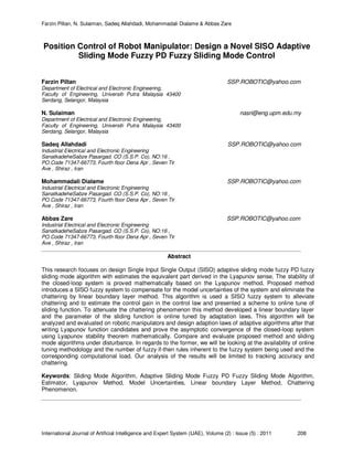 Position Control Of Robot Manipulator Design A Novel SISO Adaptive
