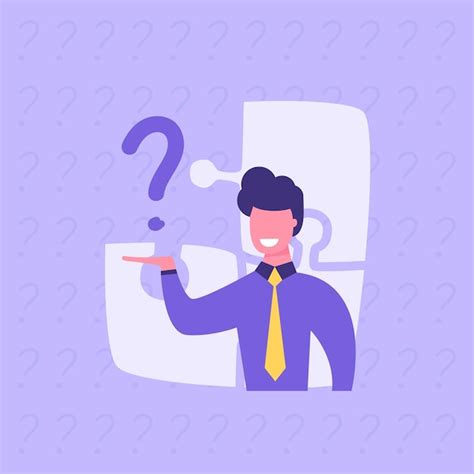 Premium Vector A Businessman Holds A Question In His Hand The Symbol
