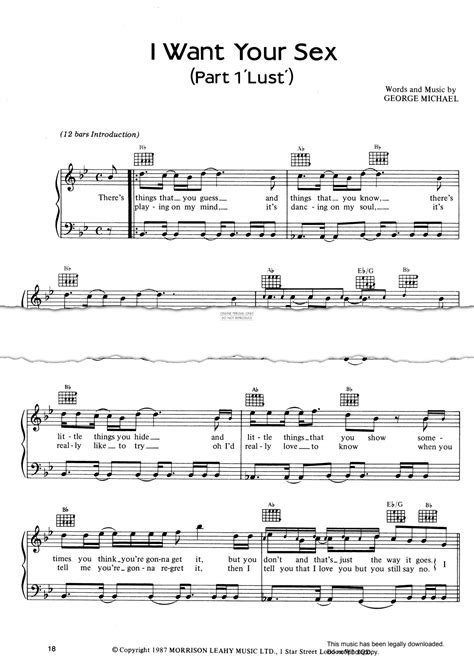 I Want Your Sex Part 1 Lust George Michael Sheet Music Guitar