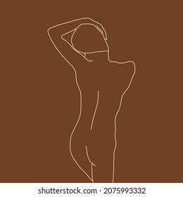 Linear Drawing Naked Female Body One Stock Vector Royalty Free Shutterstock