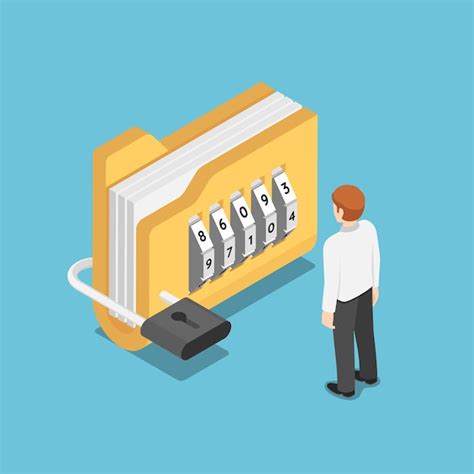 Free Vector Secure Data File Folder With Ring Code Lock Icon